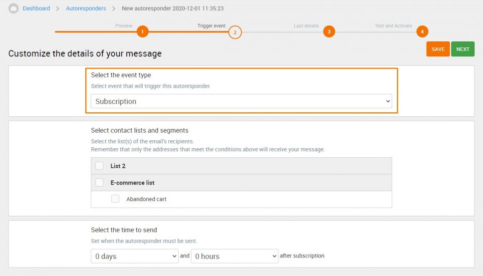 Create an automatic welcome email - Emailchef