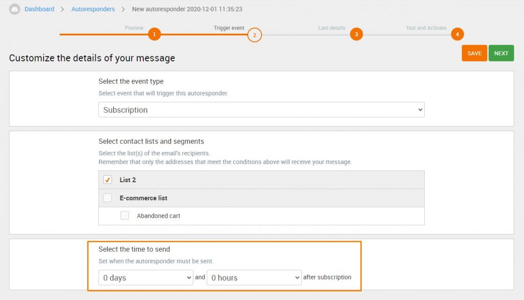Create an automatic welcome email - Emailchef