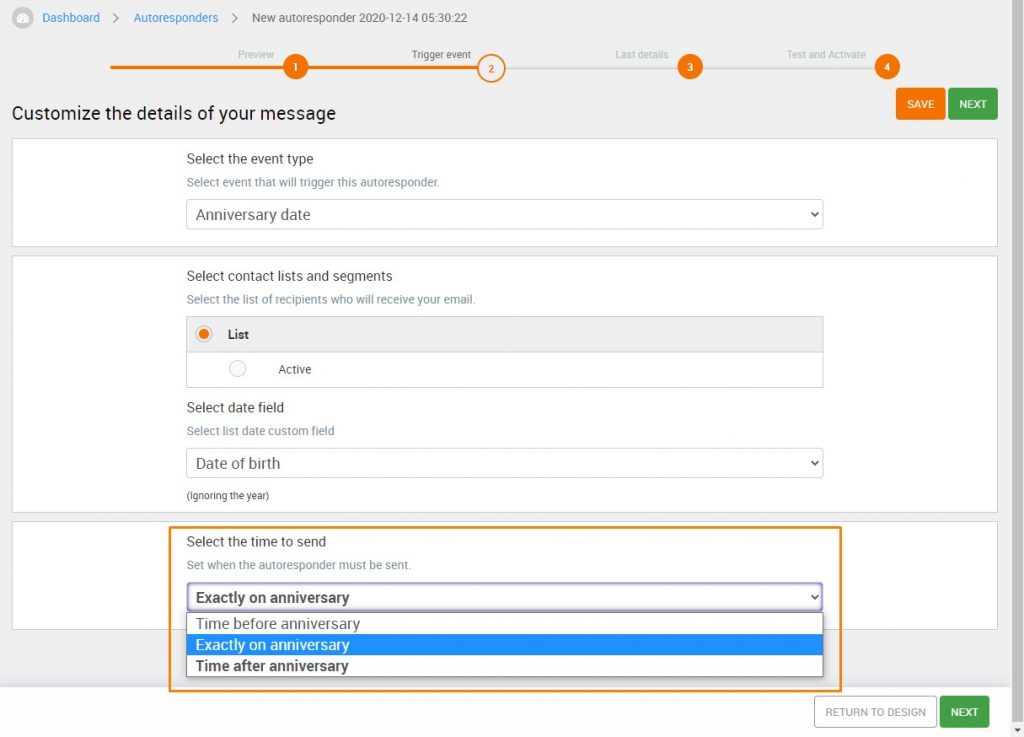 How to create an automatic greeting email - Emailchef